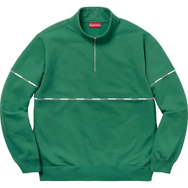 Supreme Logo Piping Half Zip Sweatshirt - Light Pine | Editorialist